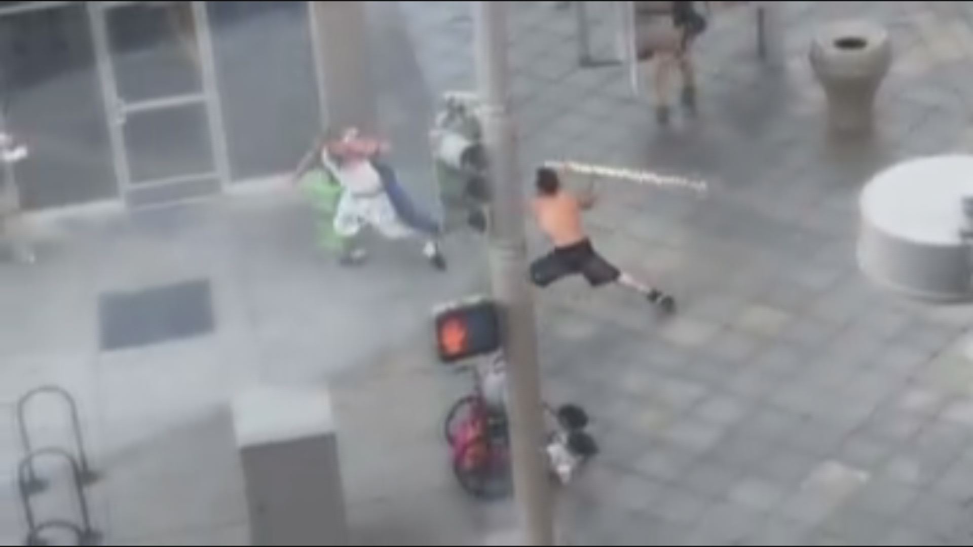 Video shows shirtless man beating people with pipe outside Denver mall ...