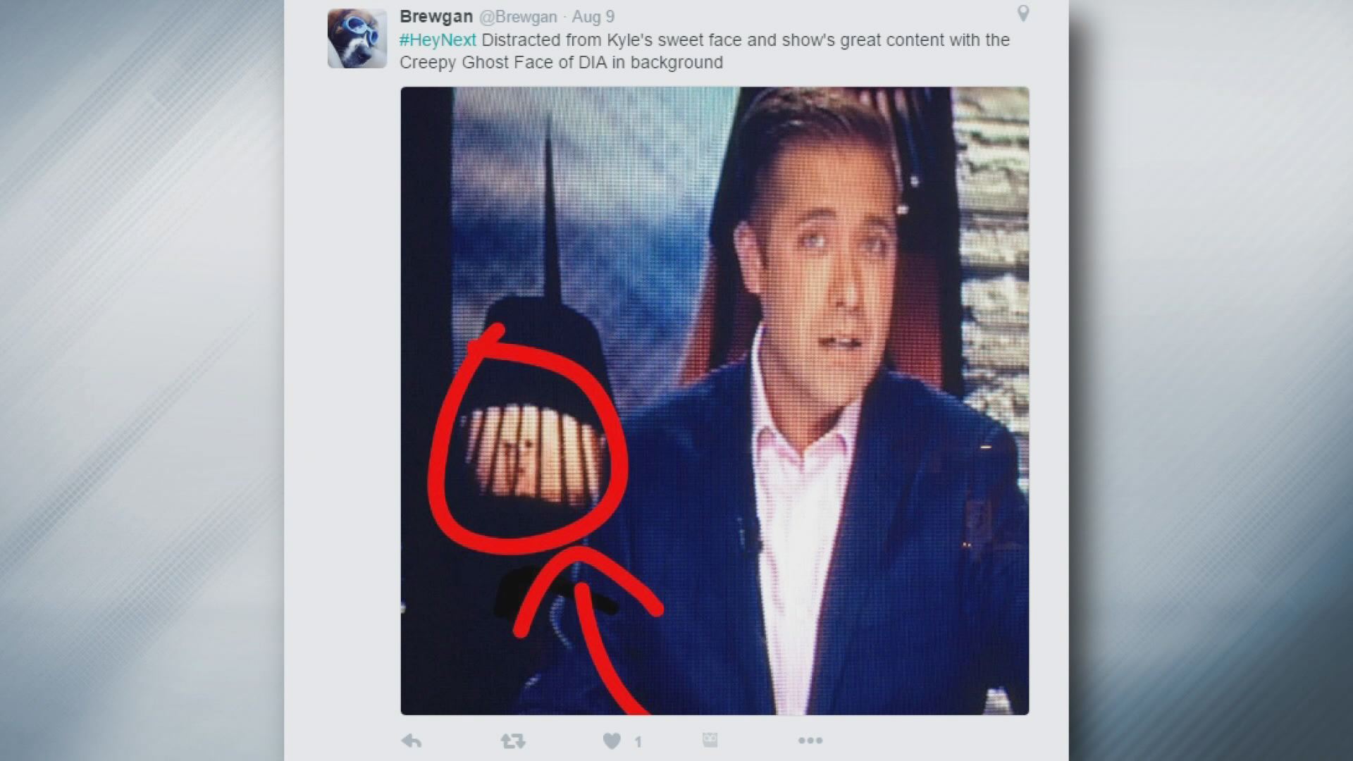 Alien-like image spotted on Next set background | 9news.com