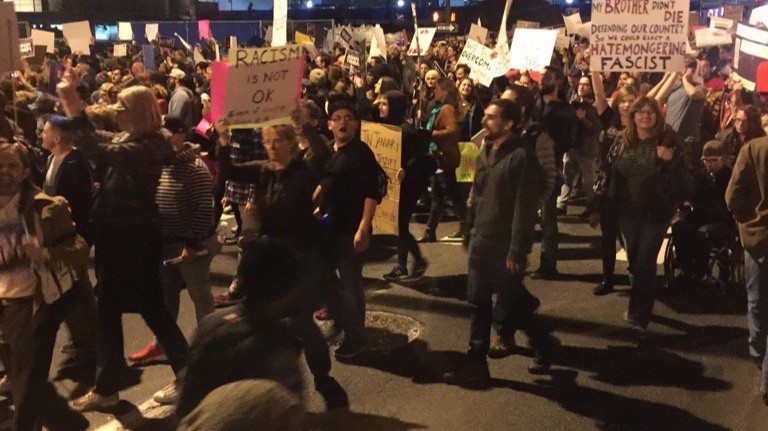 Large group protests Trump presidency in downtown Denver | 9news.com