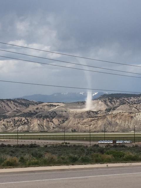Gustnado spotted against mountain backdrop in Eagle | 9news.com