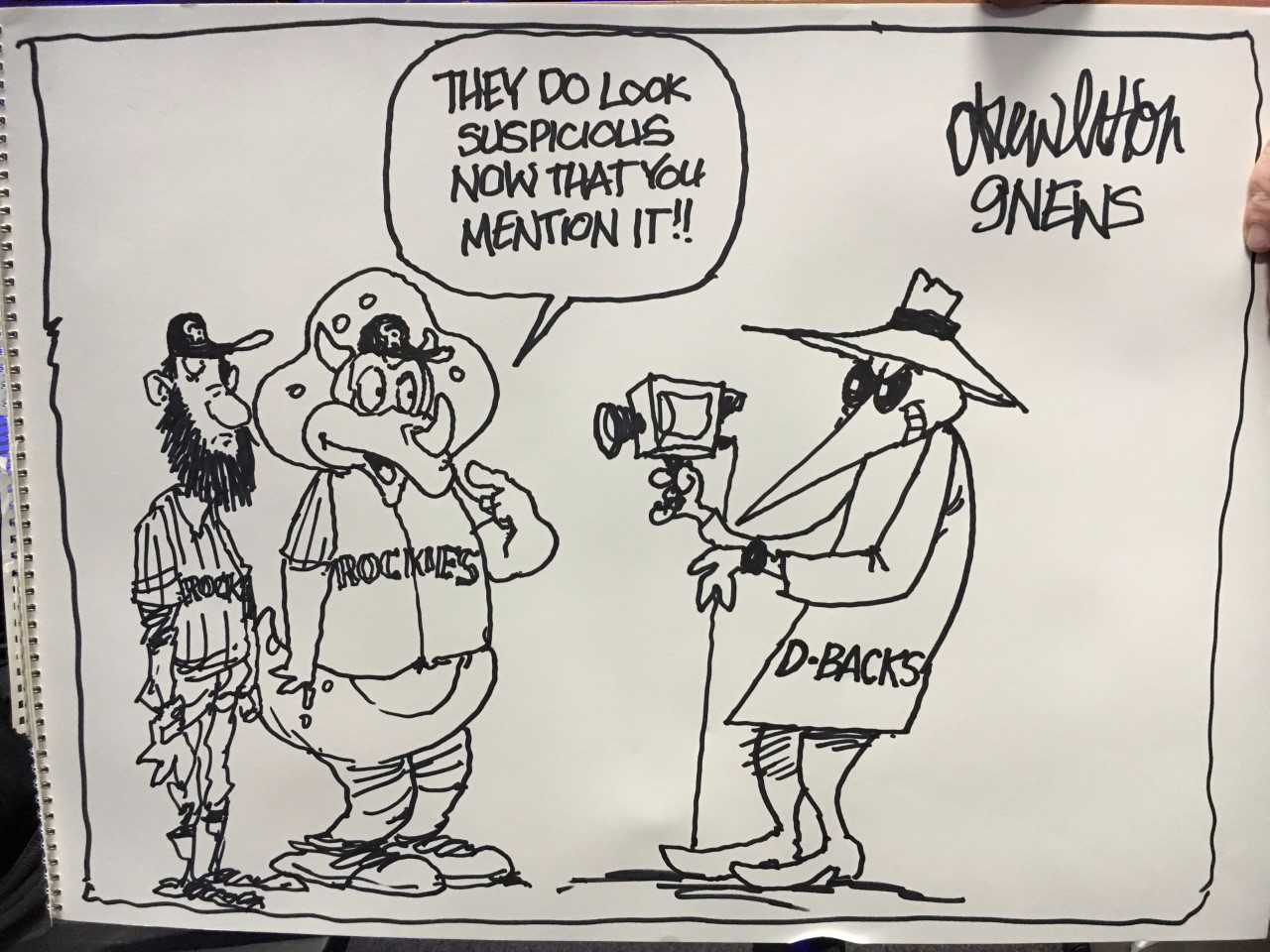 Drew Litton draws epic cartoon in 9NEWS studio | 9news.com